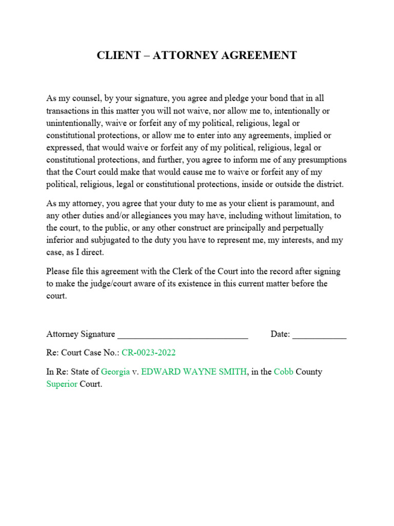 BulletProof Client Attorney Agreement CR With Instructions 02 15 | PDF ...