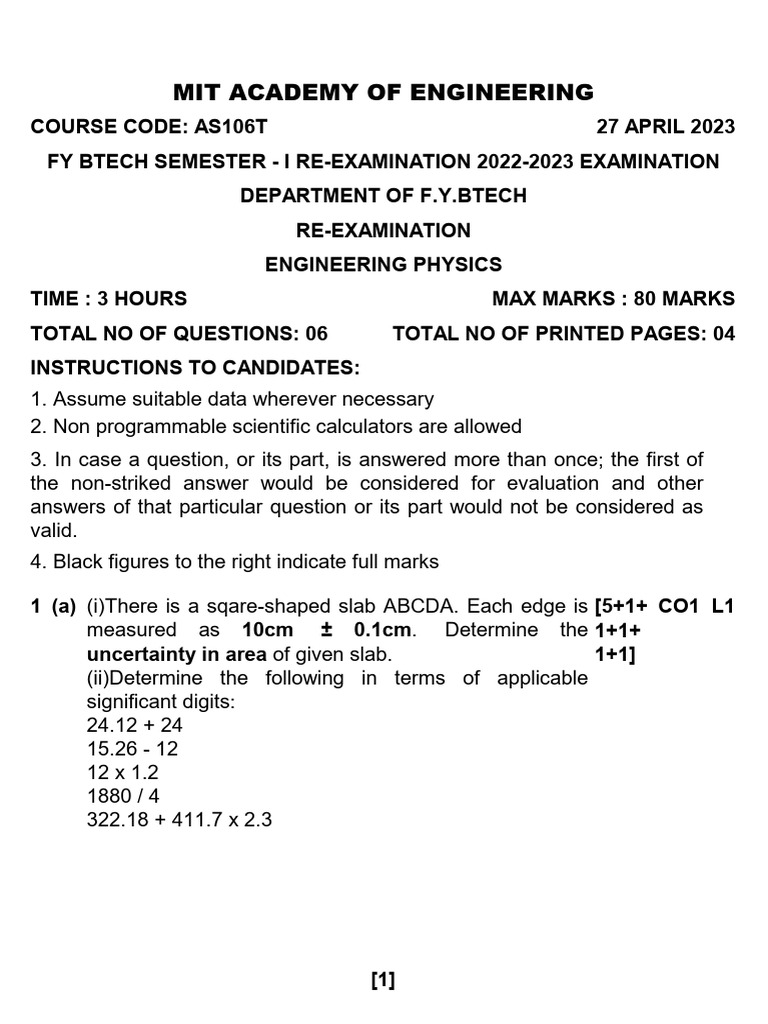 FY BTech - AS - Engineering Physics - SEM-I - Apr 2023 | PDF ... FY BTech - AS - Engineering Physics - SEM-I - Apr 2023 | PDF ...