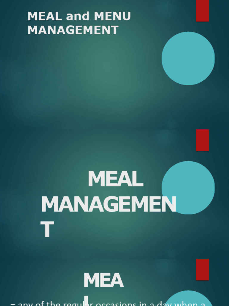 Meal and Menu Management | PDF | Menu | Meal