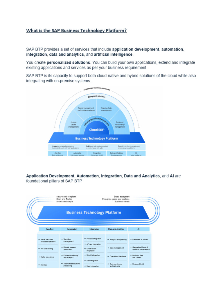 SAP Business Technology Platform | PDF | Cloud Computing | Computer Science