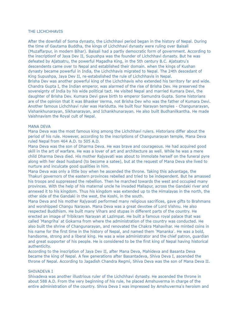 Lichchhavi Golden Period | PDF