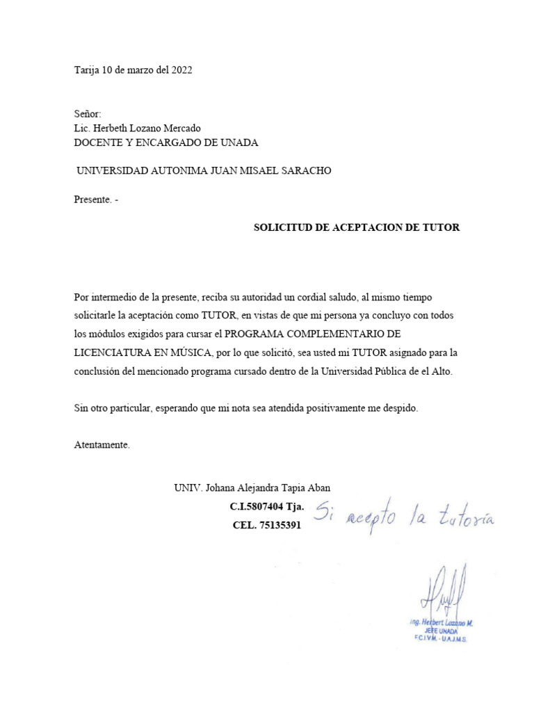 solicitud de Aceptacion de tutor | PDF