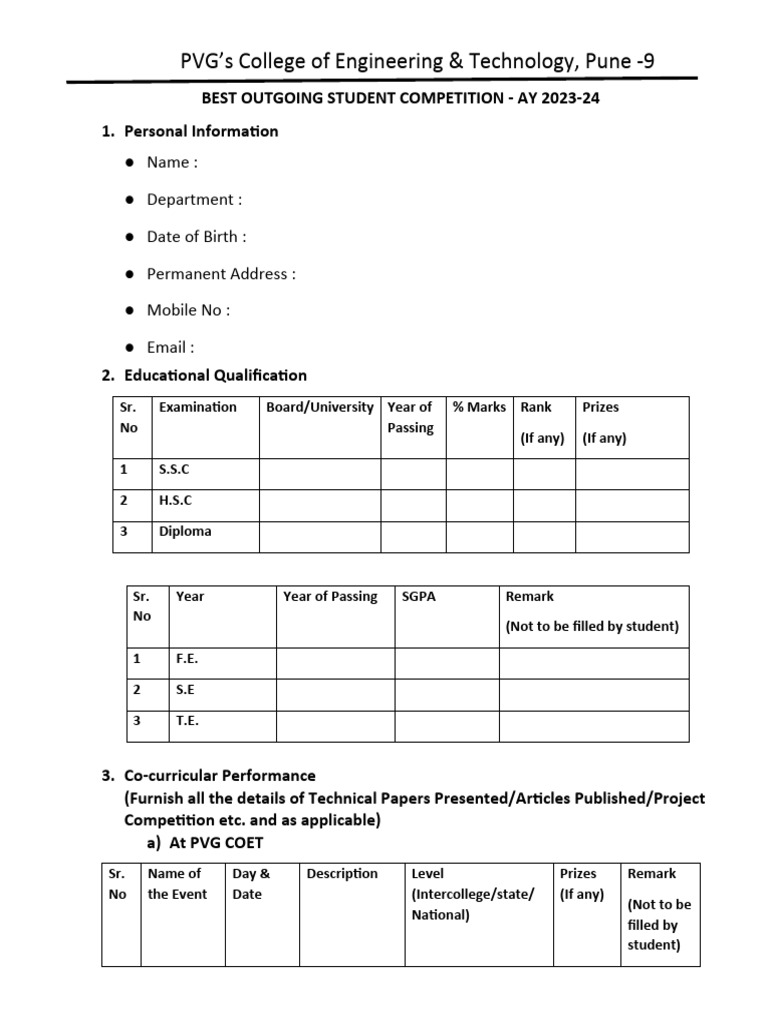Best Outgoing Form 24.1.24 | PDF | Vocational Education | Qualifications