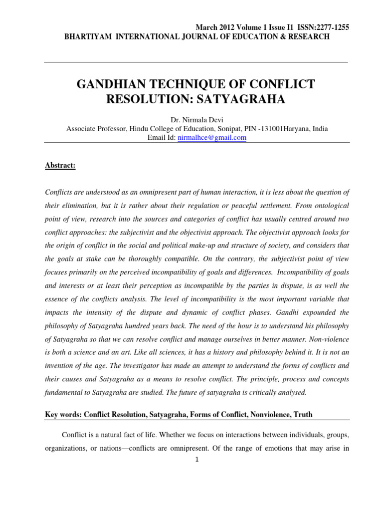 Gandhian Technique of Conflict | PDF | Nonviolence | Mahatma Gandhi