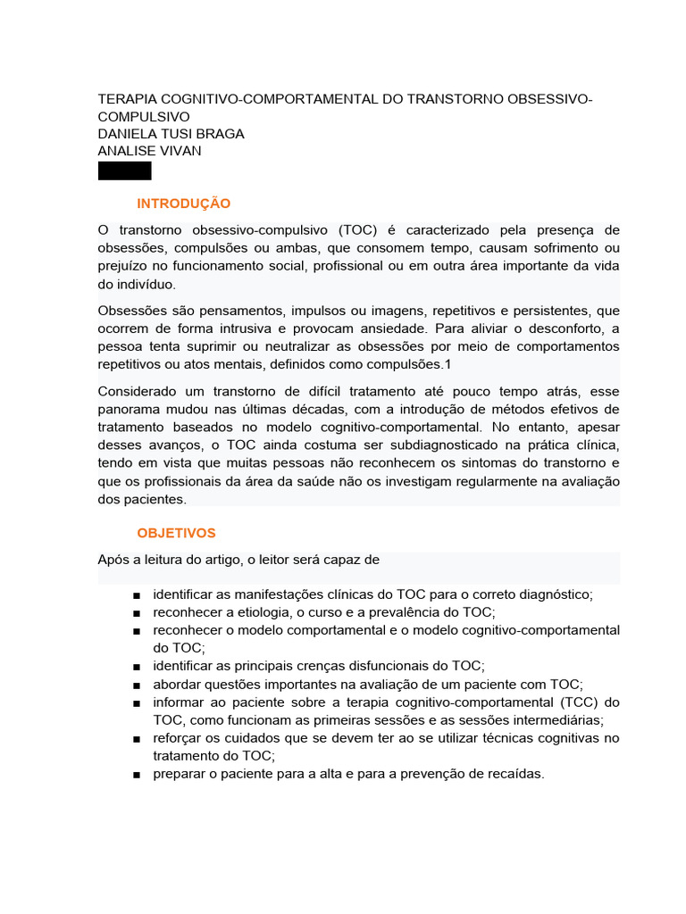 Braga, D. T., & Vivan, A. (2015) - TERAPIA COGNITIVO-COMPORTAMENTAL DO TRANSTORNO OBSESSIVO ...