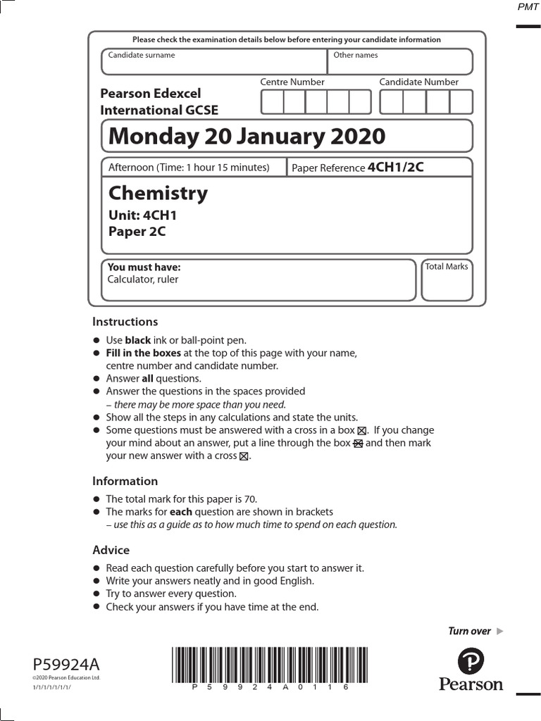 Edexcel International GCSE Chemistry Exam | PDF | Chlorine | Chemical ...