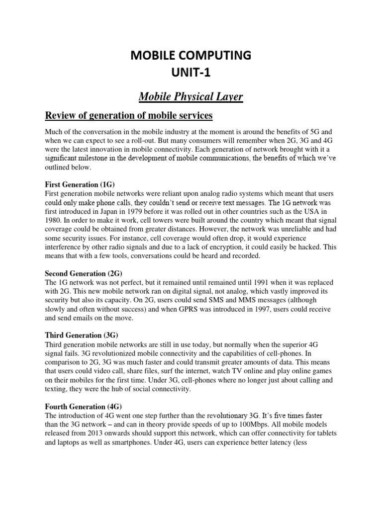 MC Unit 1 | Download Free PDF | Gsm | Cellular Network