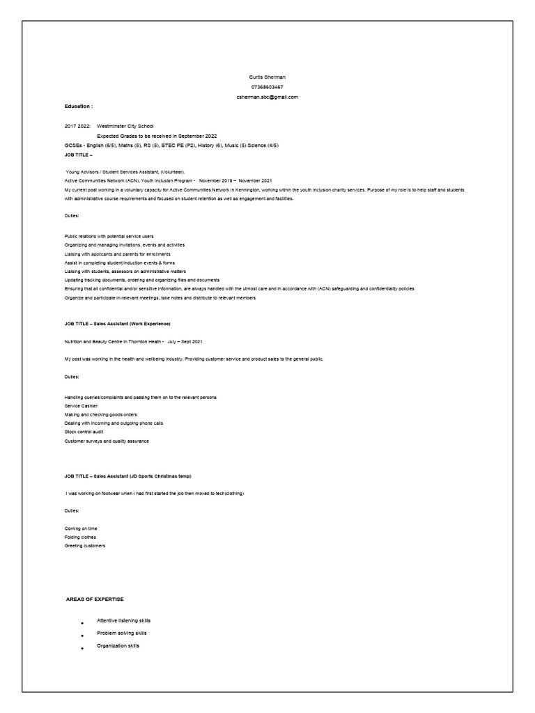 Curtis Newets CV | PDF | Career & Growth