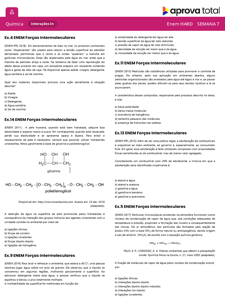 Lista de Interações Intermole 2 | PDF | Força intermolecular | Química