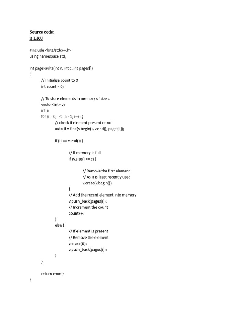 Source Code: I) LRU | PDF | Namespace | Computer Programming Source Code: I) LRU | PDF | Namespace | Computer Programming