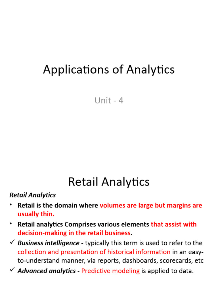 Unit 4 Applications Of Analytics Copy Pdf Analytics Social Media