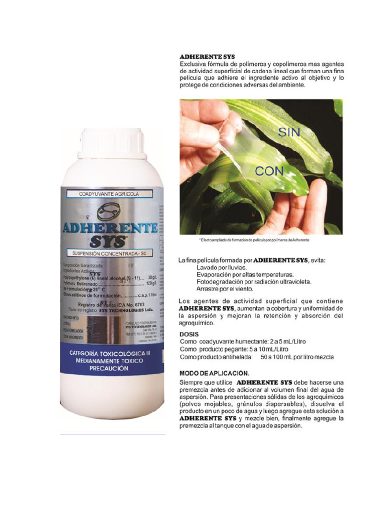 FICHA COMERCIAL Y TECNICA ADHERENTE SYS | PDF