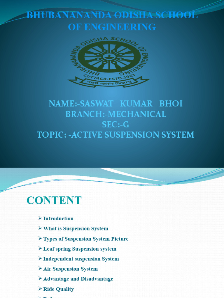 Active Suspension System Pdf Transport Economics Vehicles