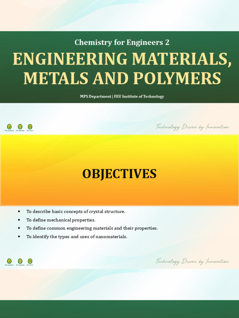 MTPDF8 Engineering Materialsand Metalsand Polymers | PDF | Polymers | Crystal Structure