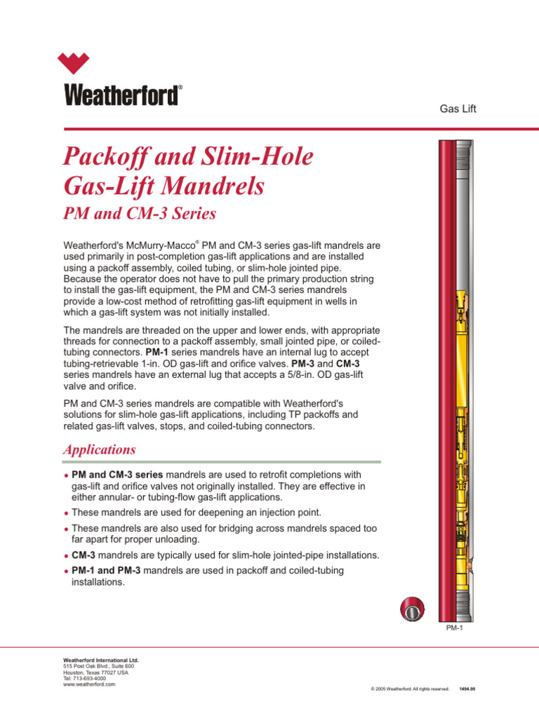Packoff and Slim Hole Gas Lift Mandrels | PDF | Pipe (Fluid Conveyance ...