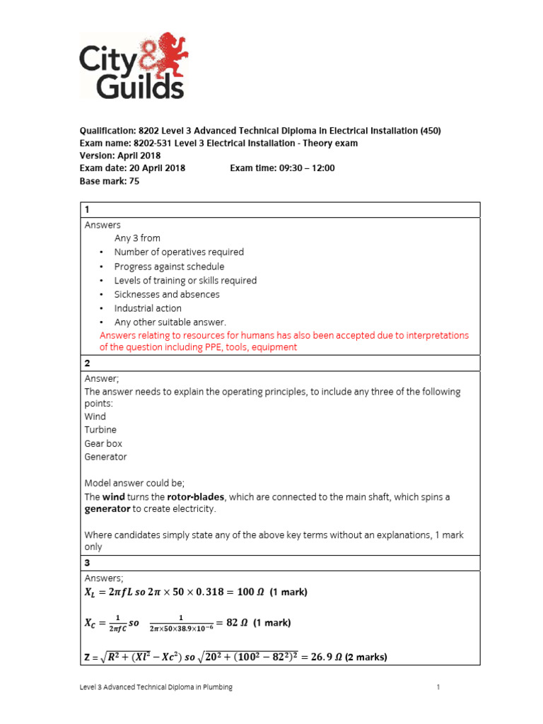 Level 3 Electrical Installation Exam Guide | PDF | Personal Protective ...