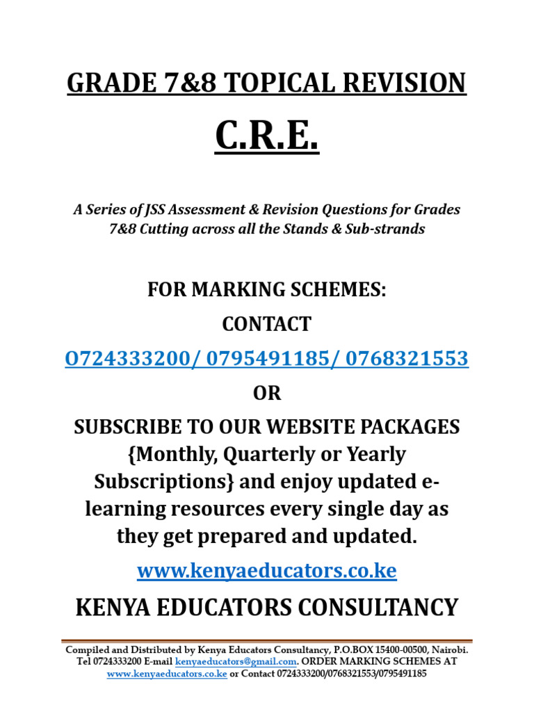 JSS Cre (G7&8) Topical Revision | PDF | Jesus | Moses