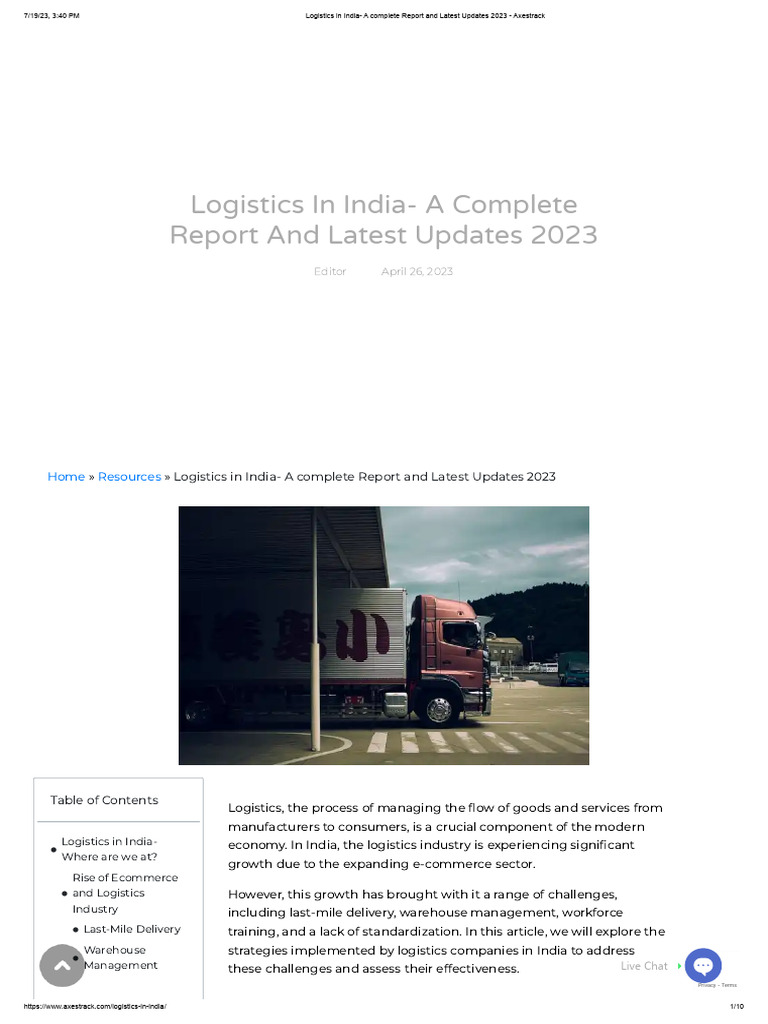 Logistics in India - A Complete Report and Latest Updates 2023 ...