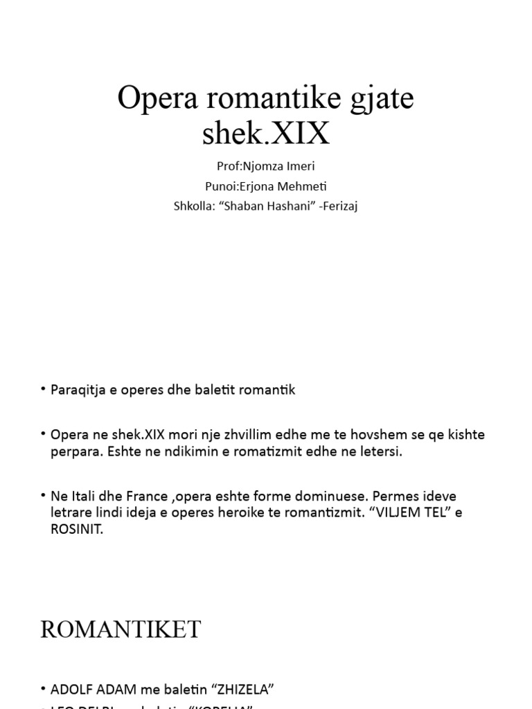 Opera Romantike Gjate Shek | PDF