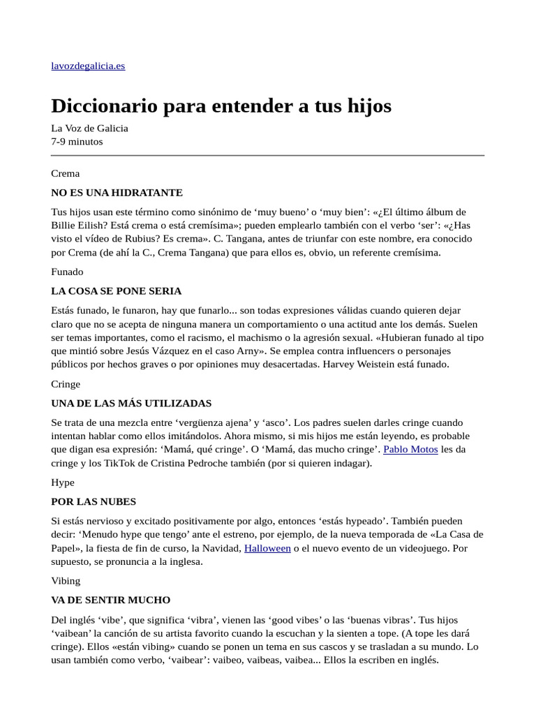 Diccionario para Entender A Tus Hijos | PDF | Artes del Lenguaje y ...