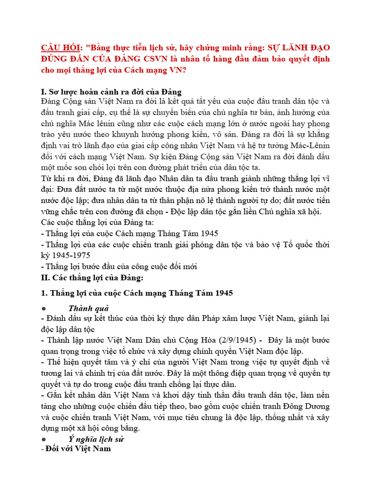 (NHÓM 5) - SỰ LÃNH ĐẠO ĐÚNG ĐẮN CỦA ĐẢNG CSVN là nhân tố hàng đầu đảm bảo quyết định cho mọi ...