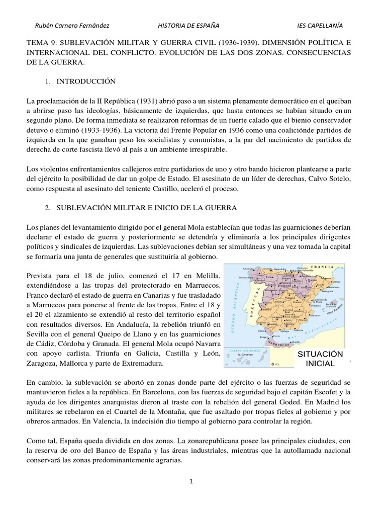 Tema 9 2023-24 | PDF | Francisco franco | guerra civil Española