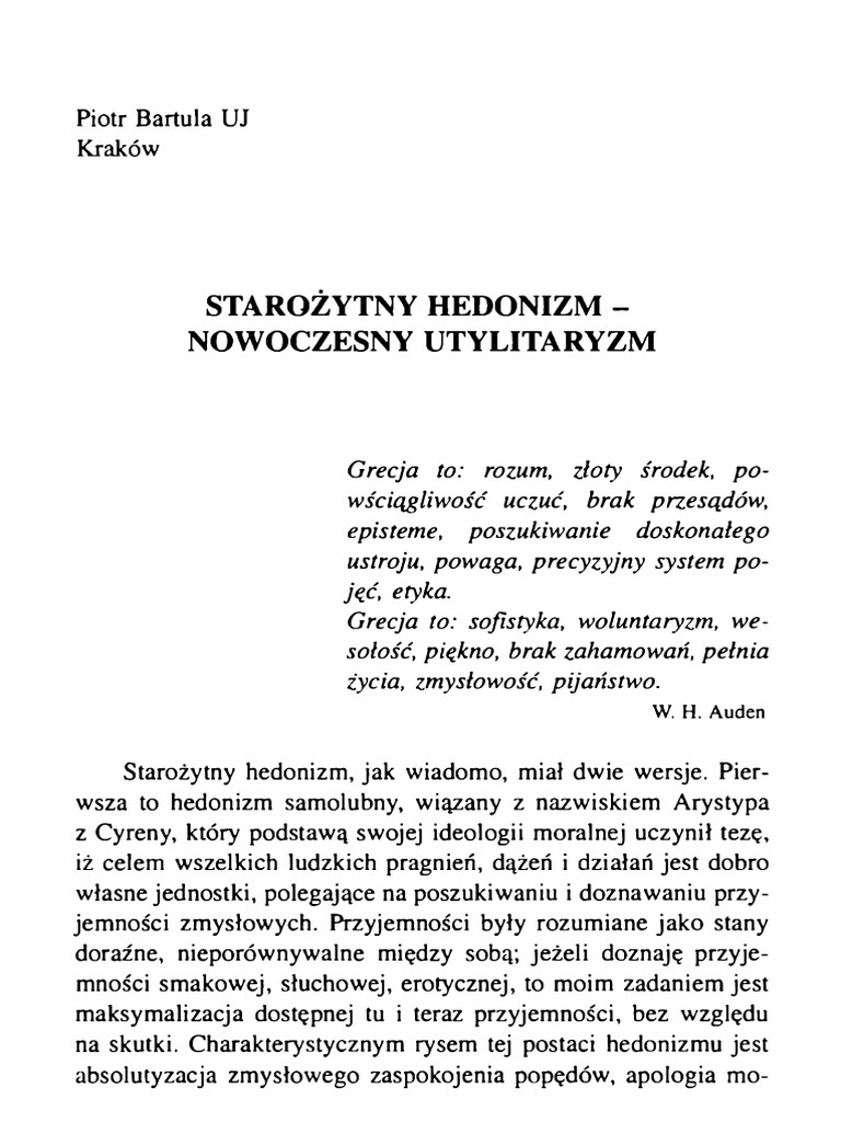 Bartula Starozytny Hedonizm 2004 | PDF