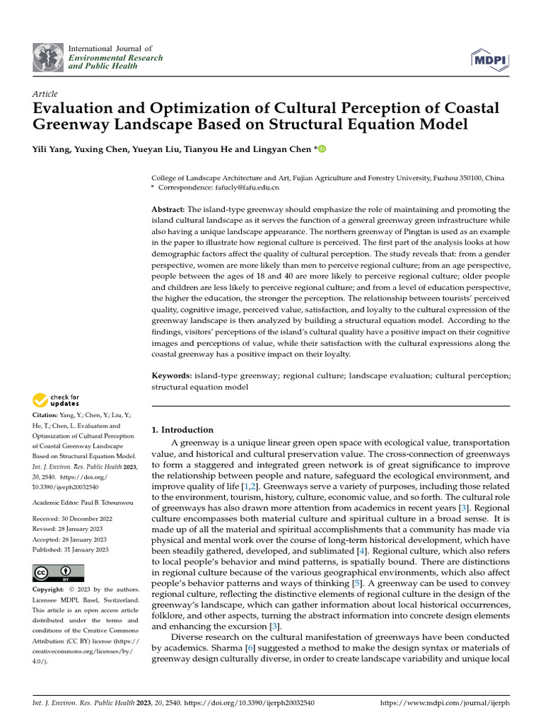 Evaluation and Optimization of Cultural Perception of Coastal Greenway Landscape Based on ...
