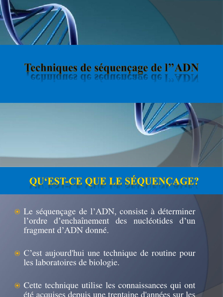 Techniques de séquençage de l'ADN | PDF | Séquençage de l'ADN | Génétique