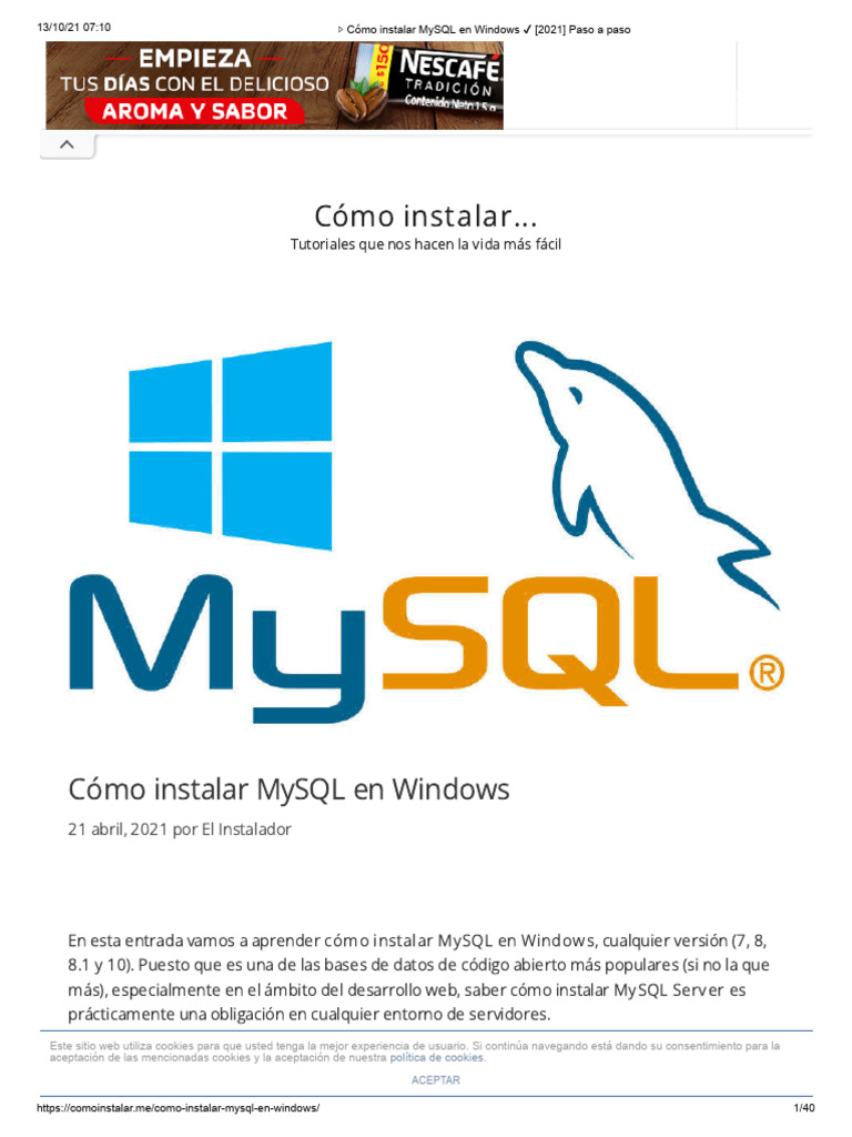 Cómo Instalar MySQL en Windows (2021) Paso A Paso | PDF | Mi sql ...