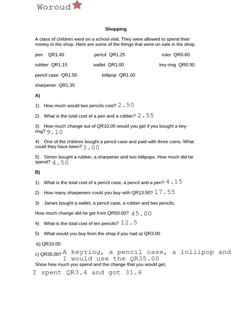 2) Shopping Task | PDF