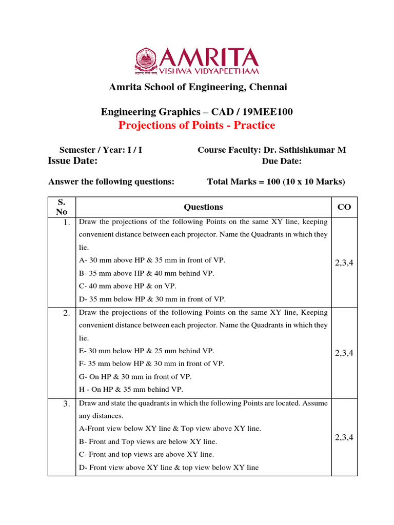 Projections of Points - Practice | PDF | Cartesian Coordinate System ...