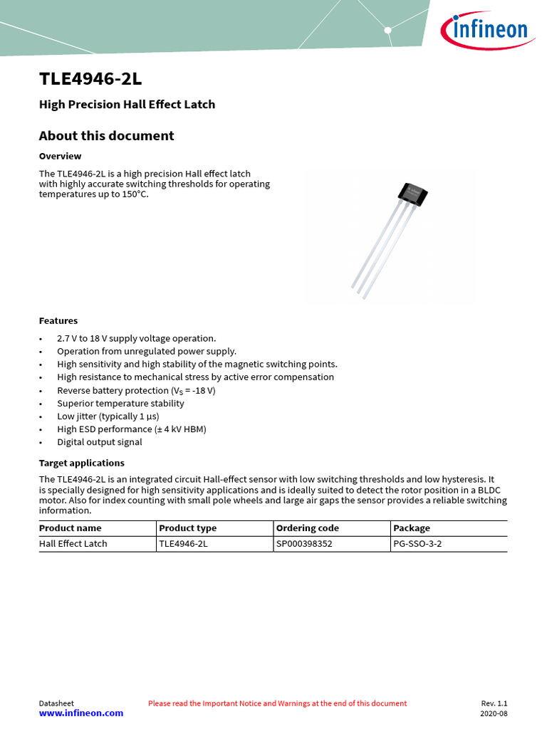 Infineon TLE4946 2L DataSheet v01 10 EN-3363804 | PDF | Electronic ...