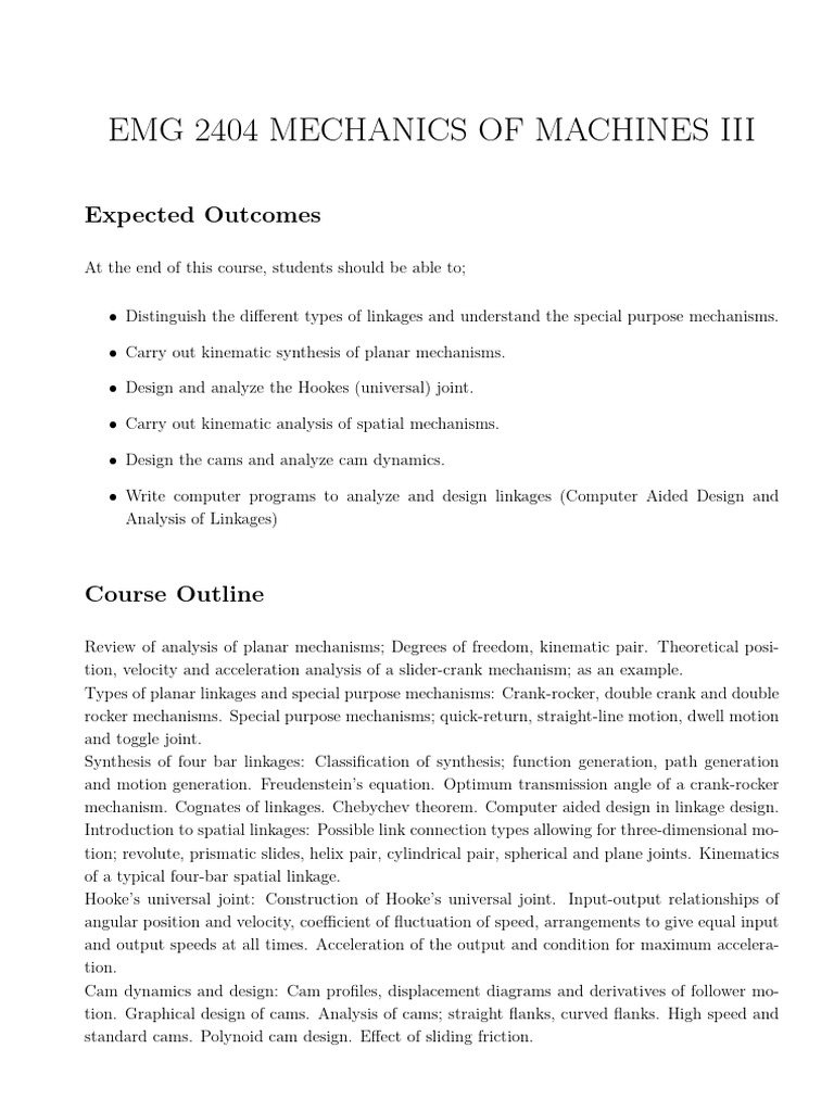 Class-Notes Mechanics of Machines III | PDF | Kinematics | Mechanical ...