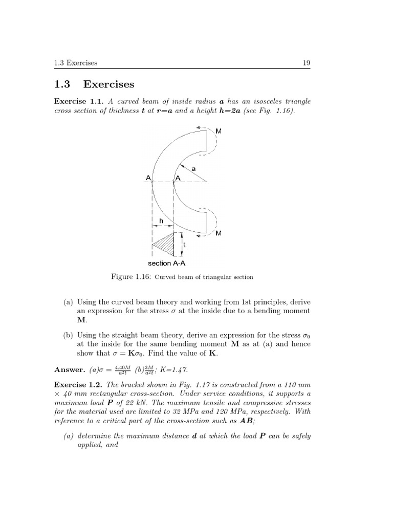 Tut - 2 - Curved Beams | PDF | Bending | Stress (Mechanics)
