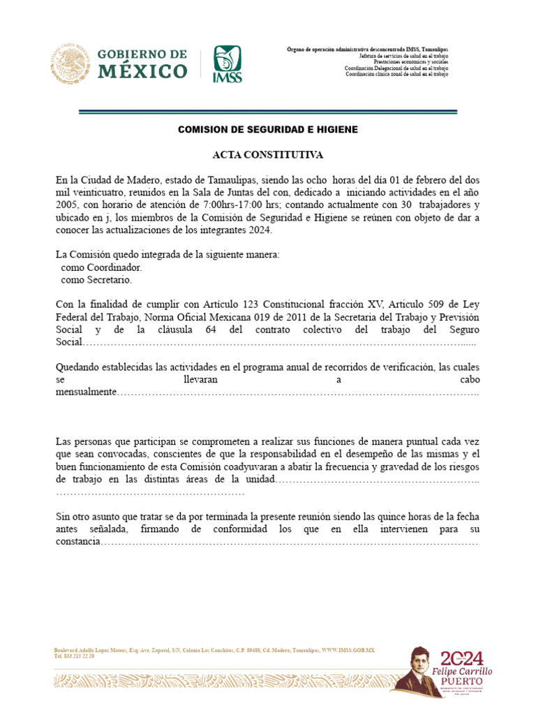 Acta Constitutiva U-1241 2024 | PDF | Gobierno