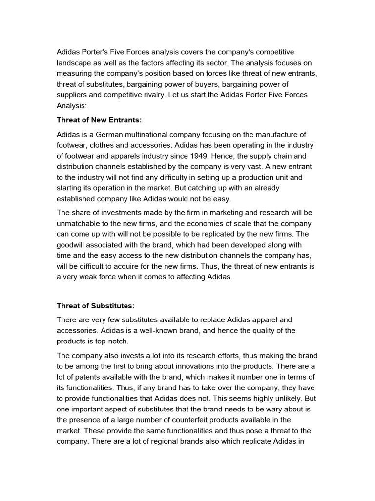 Adidas 5 Forces | PDF | Supply Chain | Adidas