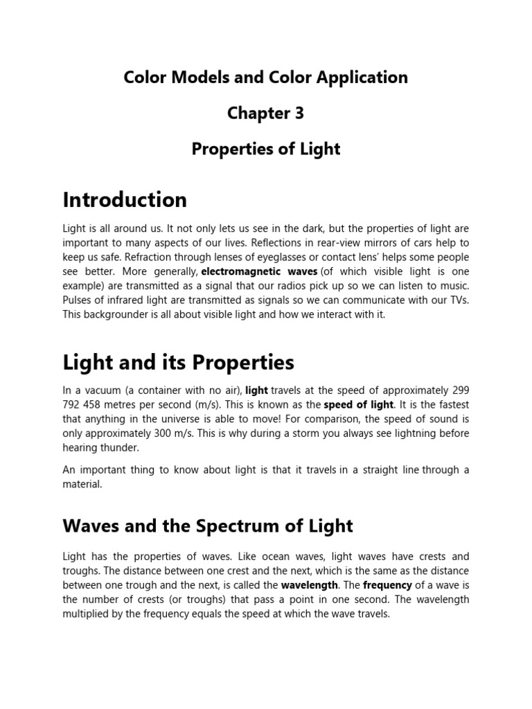 Computer Grapics Chapter 3 Note 1 | PDF | Light | Color