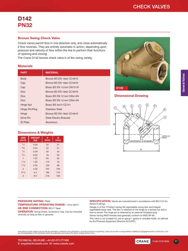 Crane Check Valve Swing | Download Free PDF | Valve | Chemical Engineering