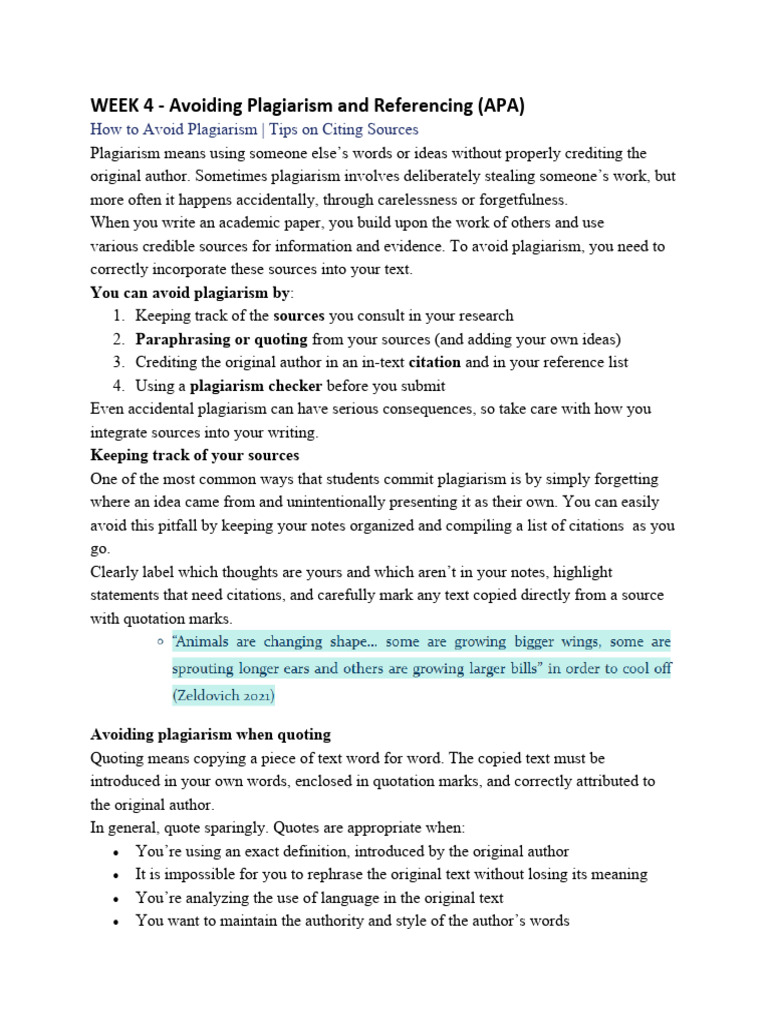 Week 4 | PDF | Plagiarism | Apa Style