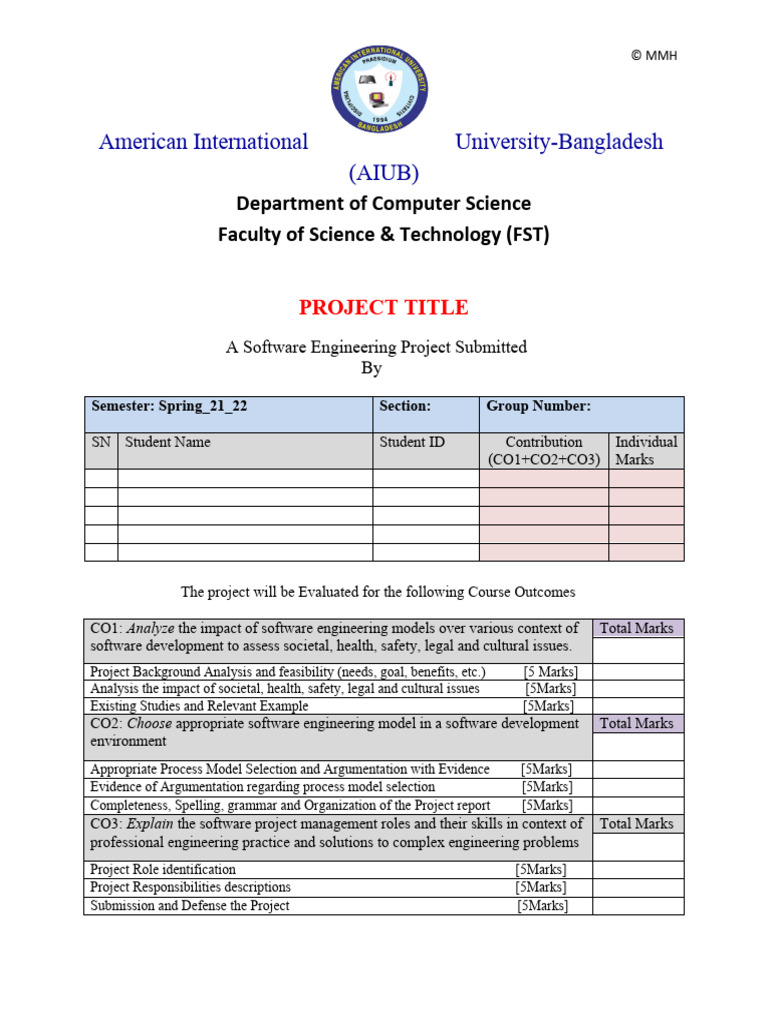 SE - Project Report Template - Mid Term [OBE] | PDF | Engineering ...