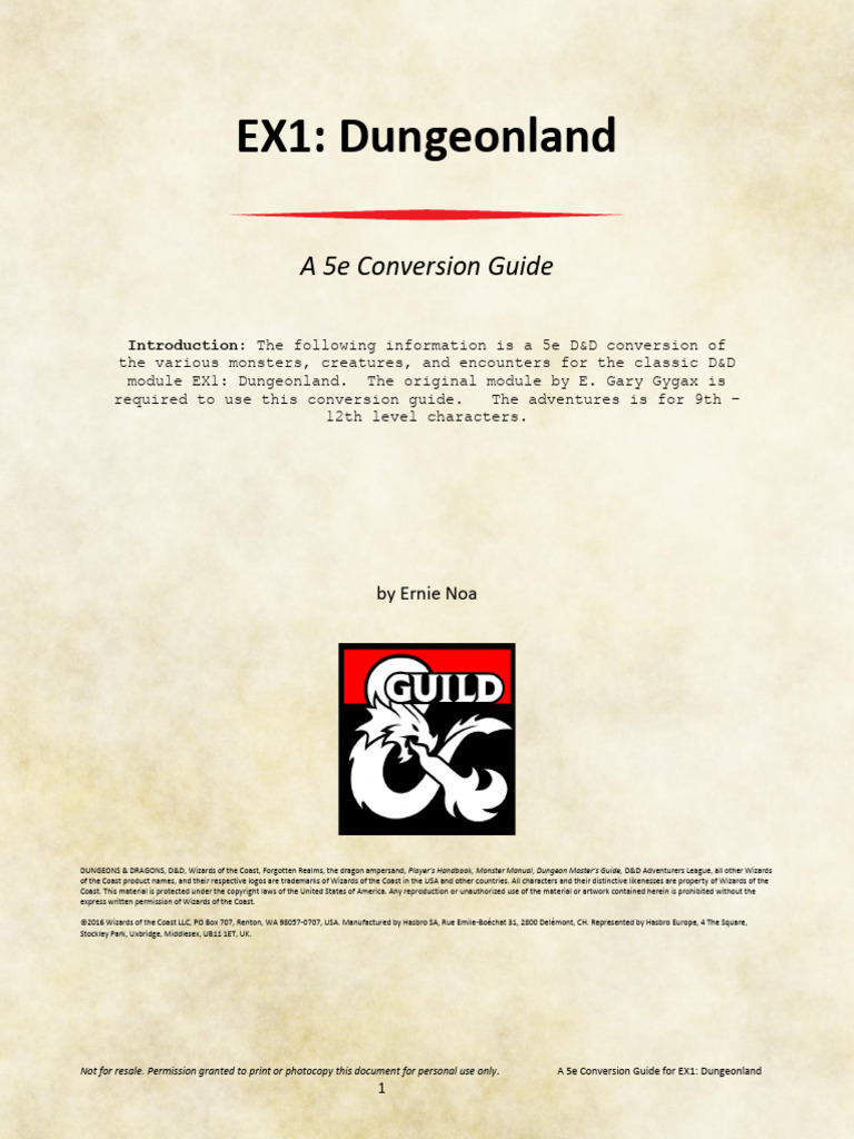 Dungeonland 5e Conversion | PDF | Dungeons & Dragons | Wizards Of The Coast