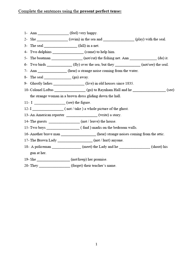 Present Perfect Tense Pdf