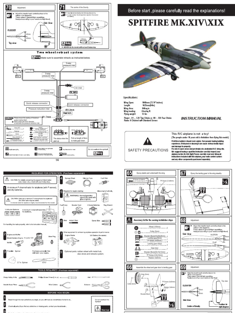 Assembly Instructions for the Spitfire MK.XIV/XIX R/C Airplane | PDF ...