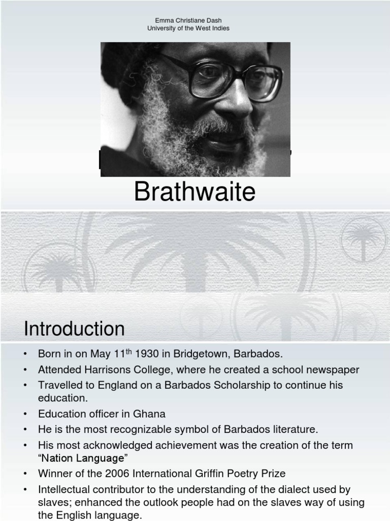 Kamau Brathwaite: Nation Language & Identity | PDF | English Language ...