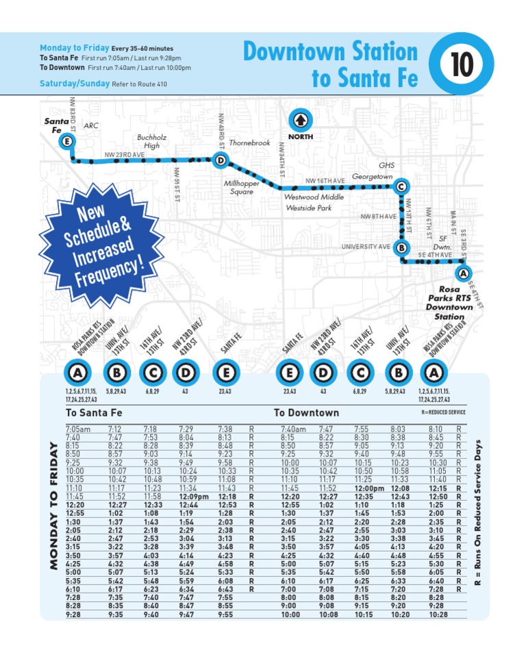 Downtown to Santa Fe Bus Schedule | PDF