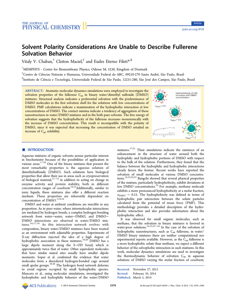 Solvent Polarity Considerations Are Unable To Describe Fullerene ... Solvent Polarity Considerations Are Unable To Describe Fullerene ...