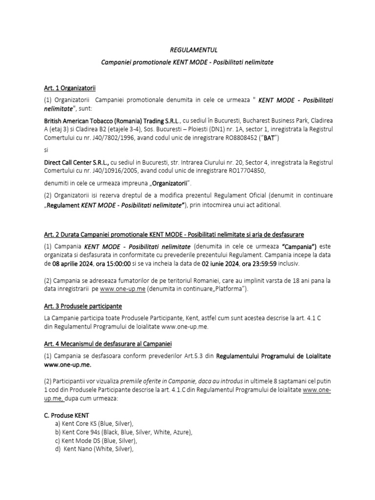 Kent Regulament | PDF