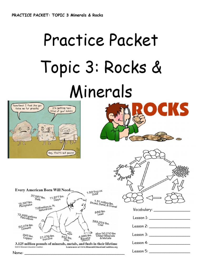 Rocks and Minerals Practice Packet | PDF | Rock (Geology) | Igneous Rock