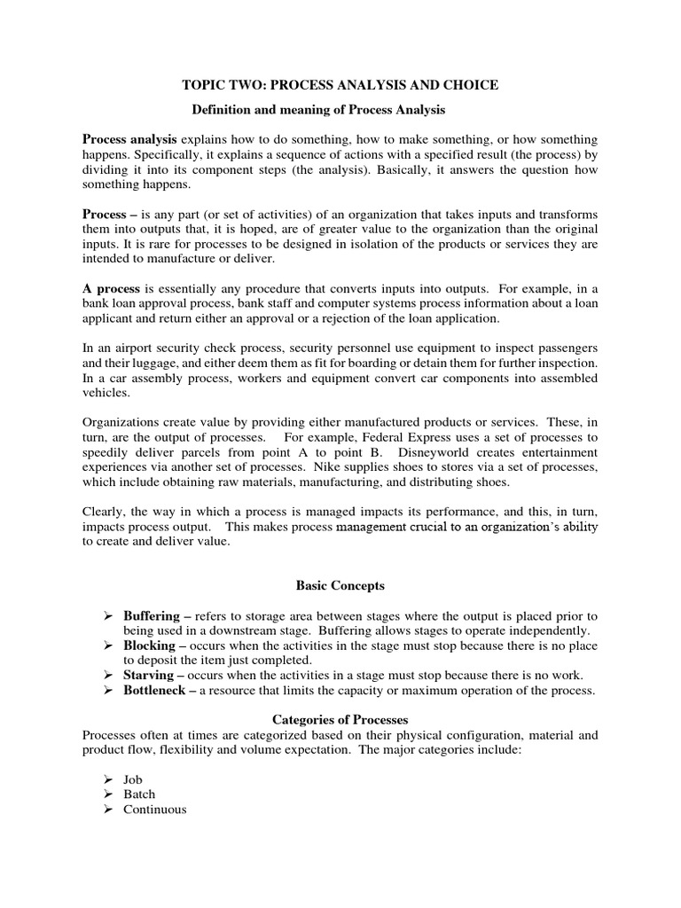 Topic 2-Process Analysis & Choice | PDF | Economies | Business Economics